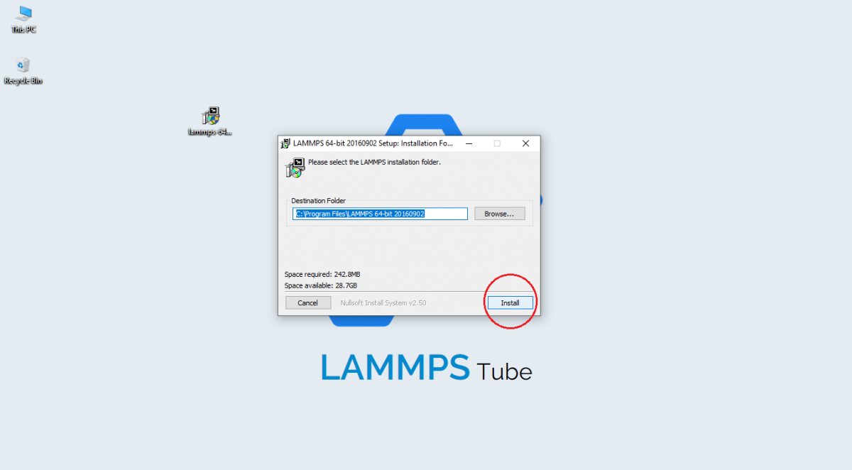 LAMMPS Installation on Windows 10 - LAMMPS Tube