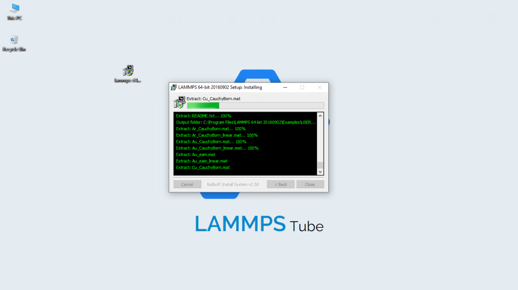 LAMMPS Installation on Windows 10 - LAMMPS Tube