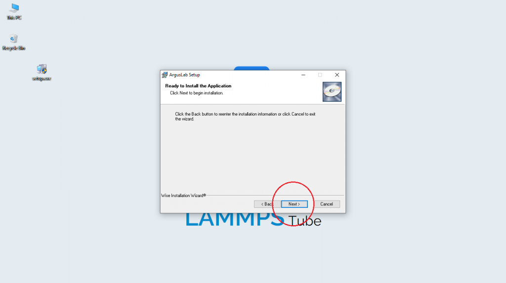 Arguslab Installation on Windows 10 - LAMMPS Tube